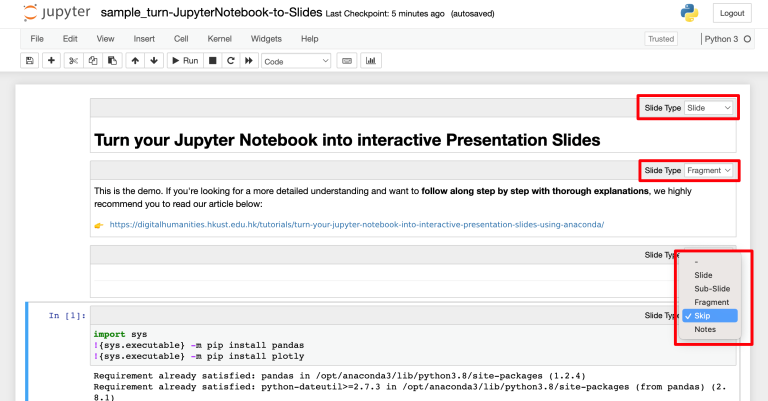 Turn your Jupyter Notebook into interactive Presentation Slides using Anaconda - HKUST Digital ...